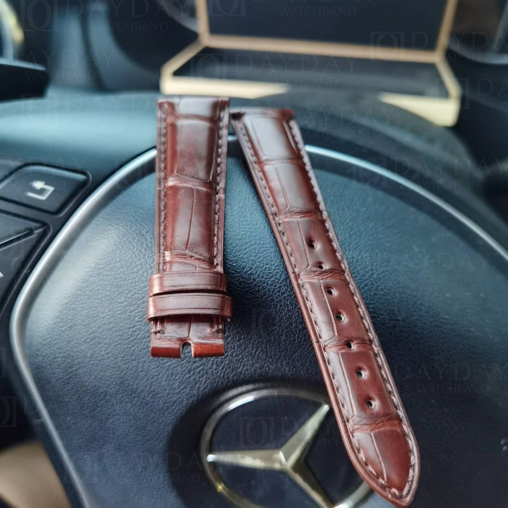 Custom alligator leather flat end watch strap for Rolex Cellini watch ...