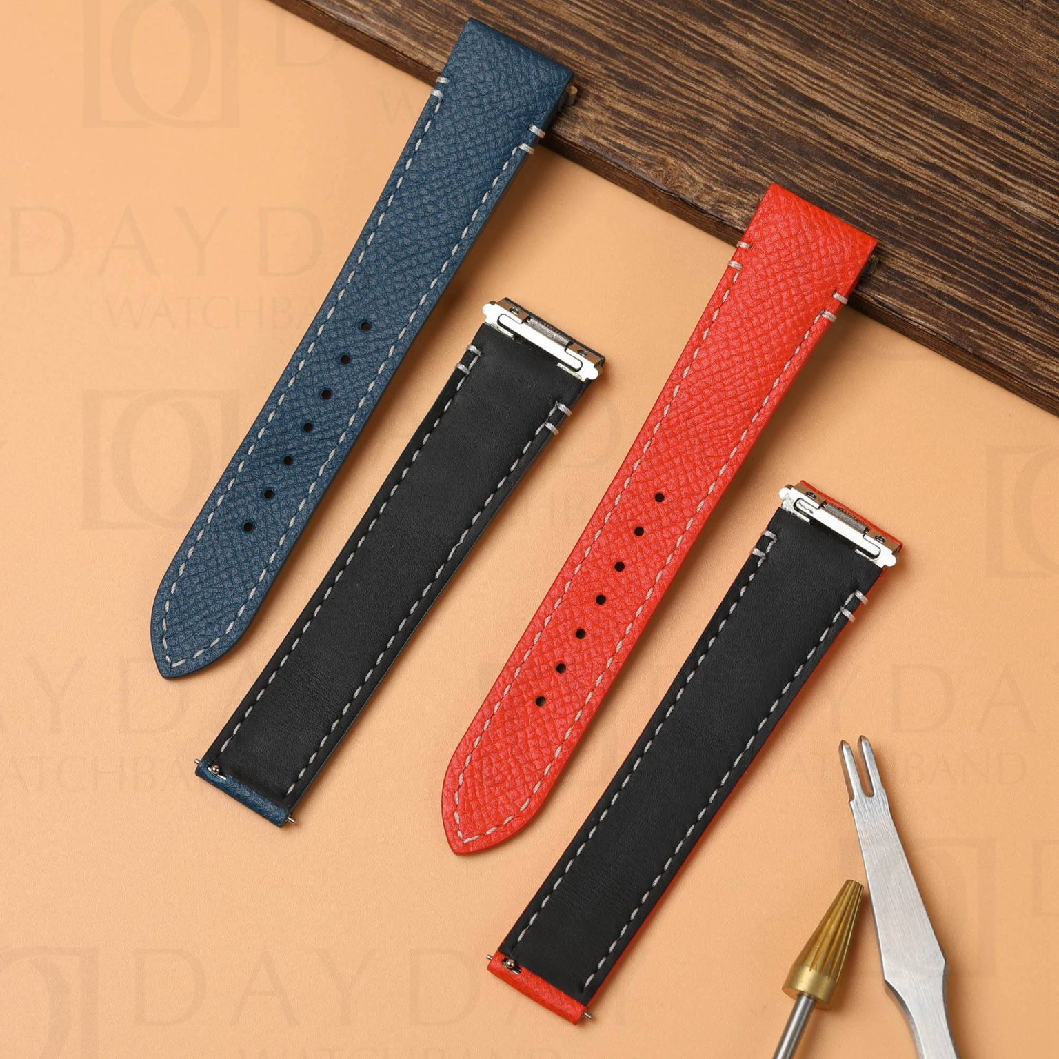 Custom Quickswitch Epsom Leather Watch Strap For Cartier Santos