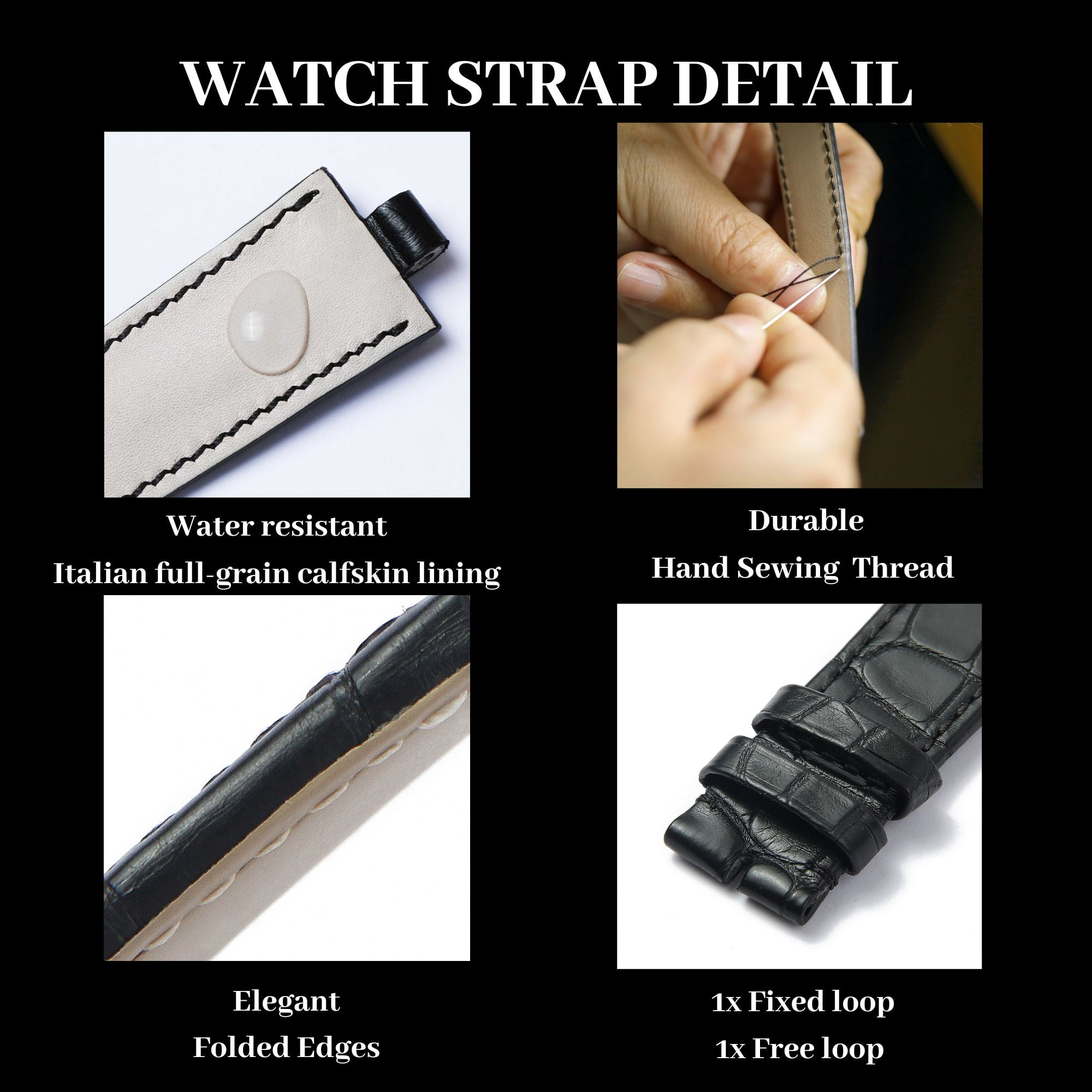 Custom Calfskin Leather Bund Watch Strap For Rolex, Luxury Watches