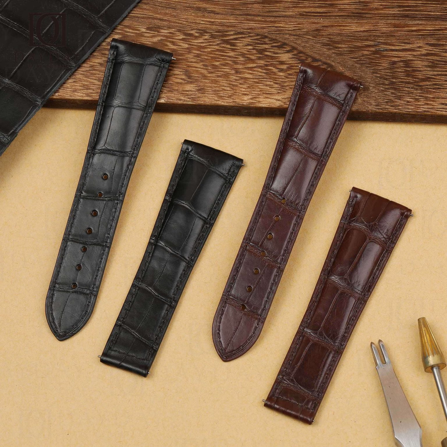Custom Genuine Alligator Leather Strap For Cartier Tank Must Watch