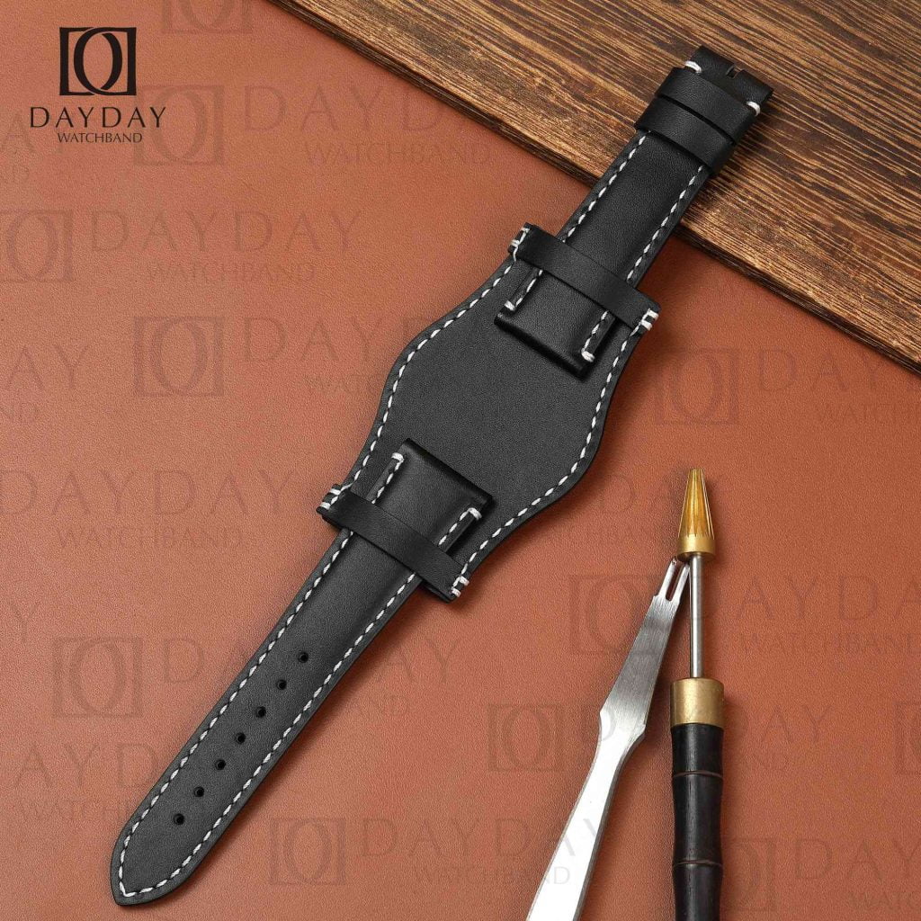 Custom Calfskin Leather Bund Watch Strap For Rolex, Luxury Watches
