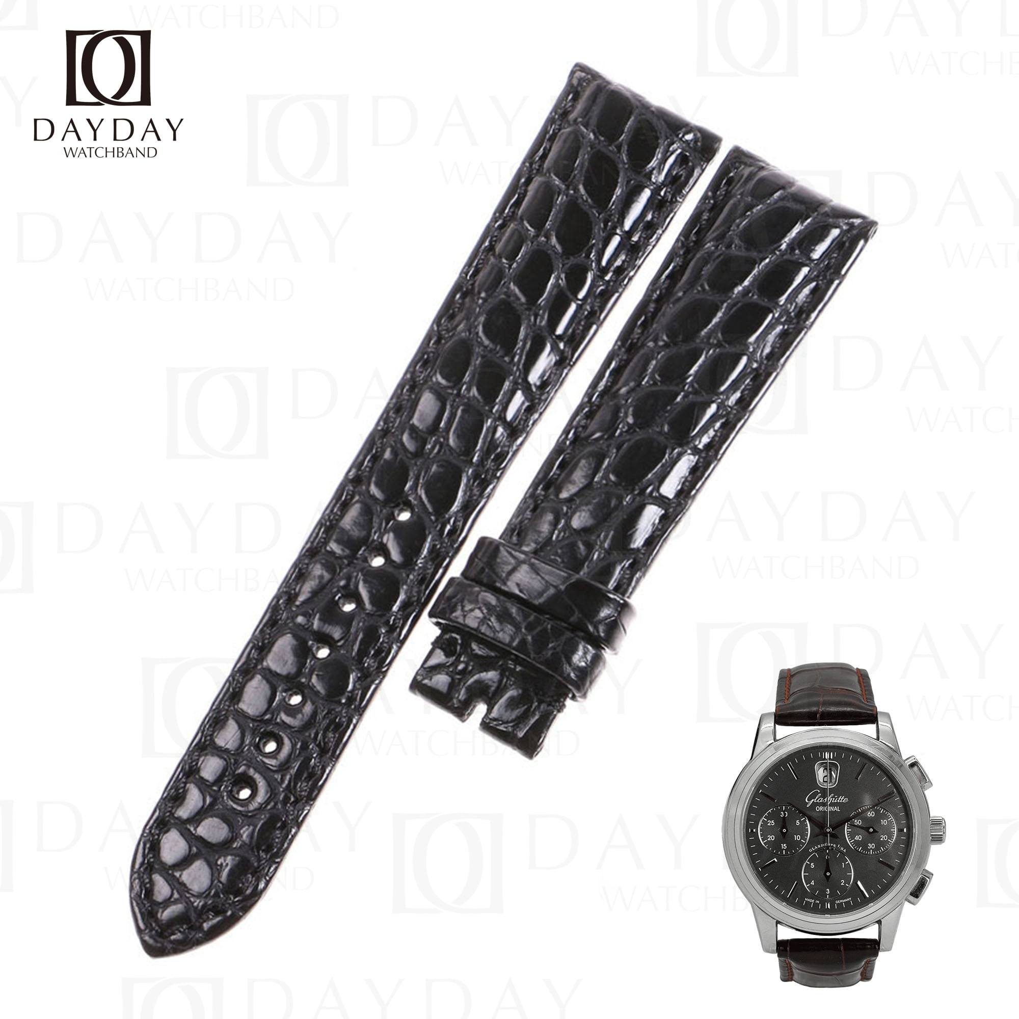 Custom original alligator Glashutte watch strap （Multi-colors）