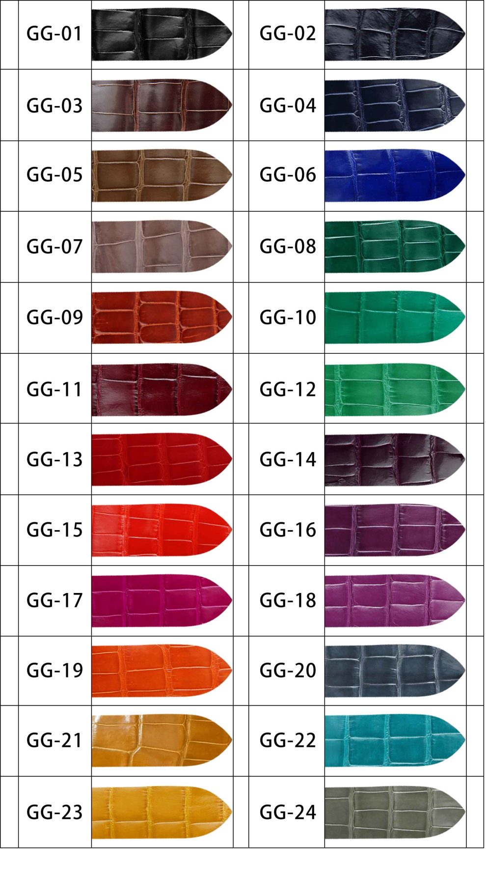 Alligator Leather Color Chart | Daydaywatchband