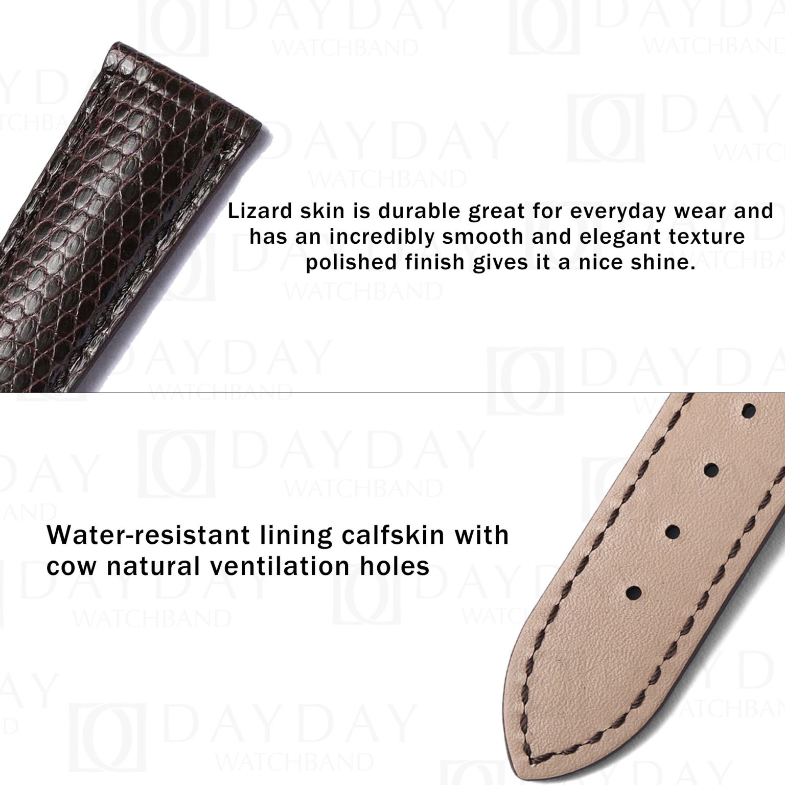 Custom Straight End Lizard Watch Strap For Rolex Omega And More