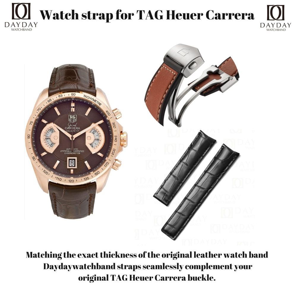 Replacement alligator leather strap for TAG Heuer Carrera
