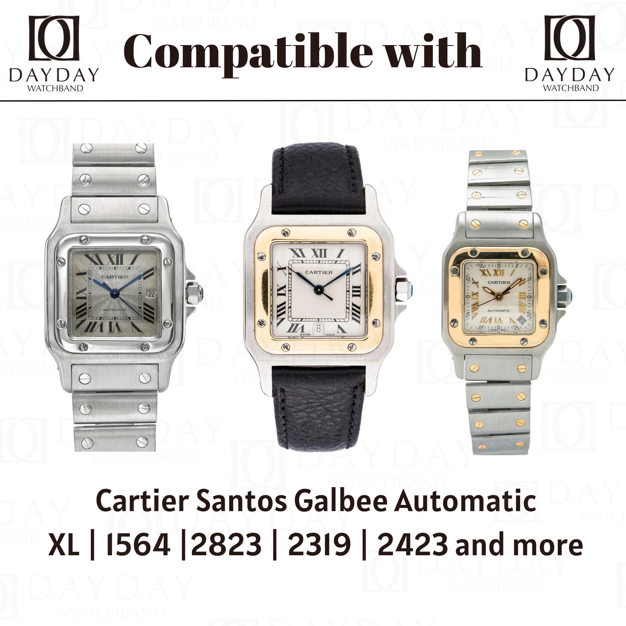 Custom Watch Leather Strap For Cartier Santos Galbée Carrée