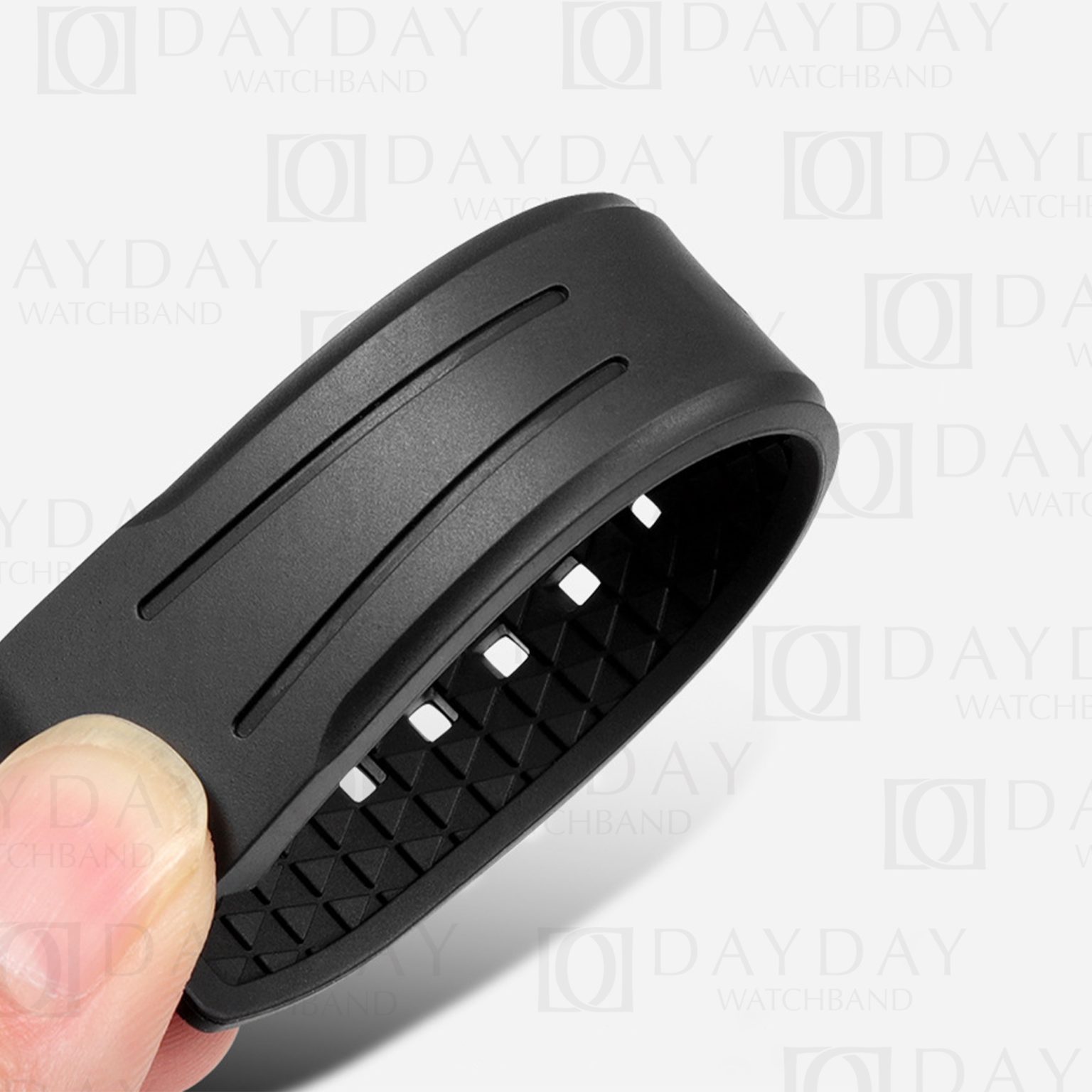 Fluoro Rubber Curved End Strap 18mm 20mm 21mm 22mm 24mm