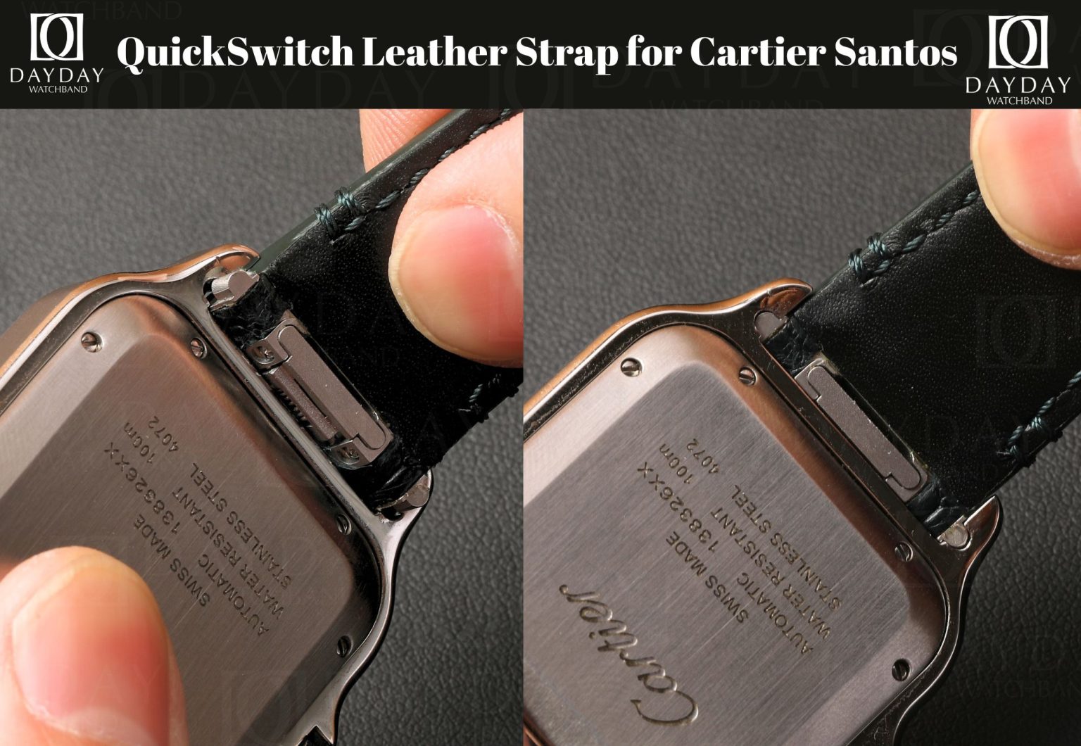 Epsom Leather Quickswitch Straps Guide For Cartier Santos Watch