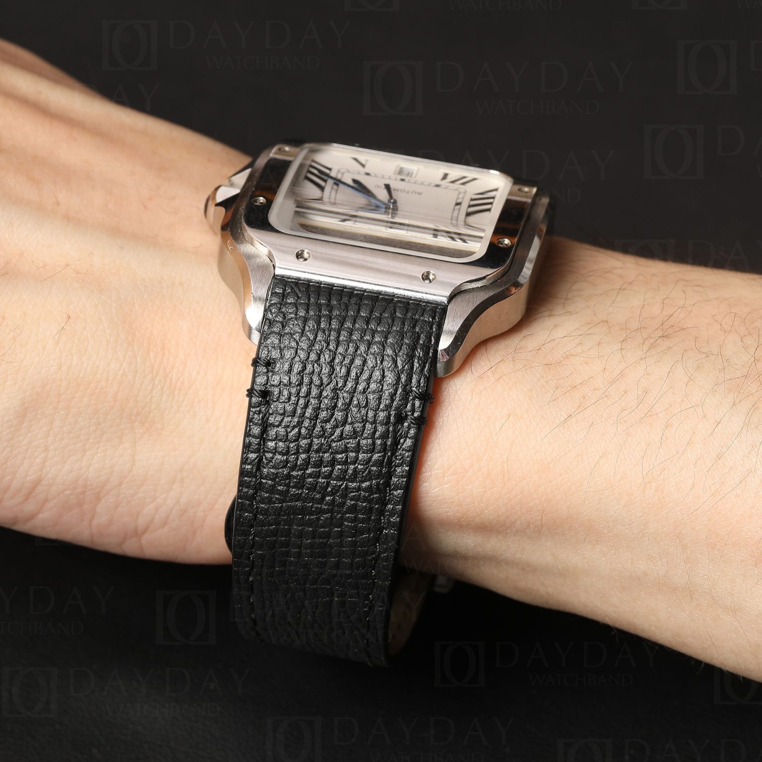 Custom Quickswitch Epsom Leather Watch Strap For Cartier Santos
