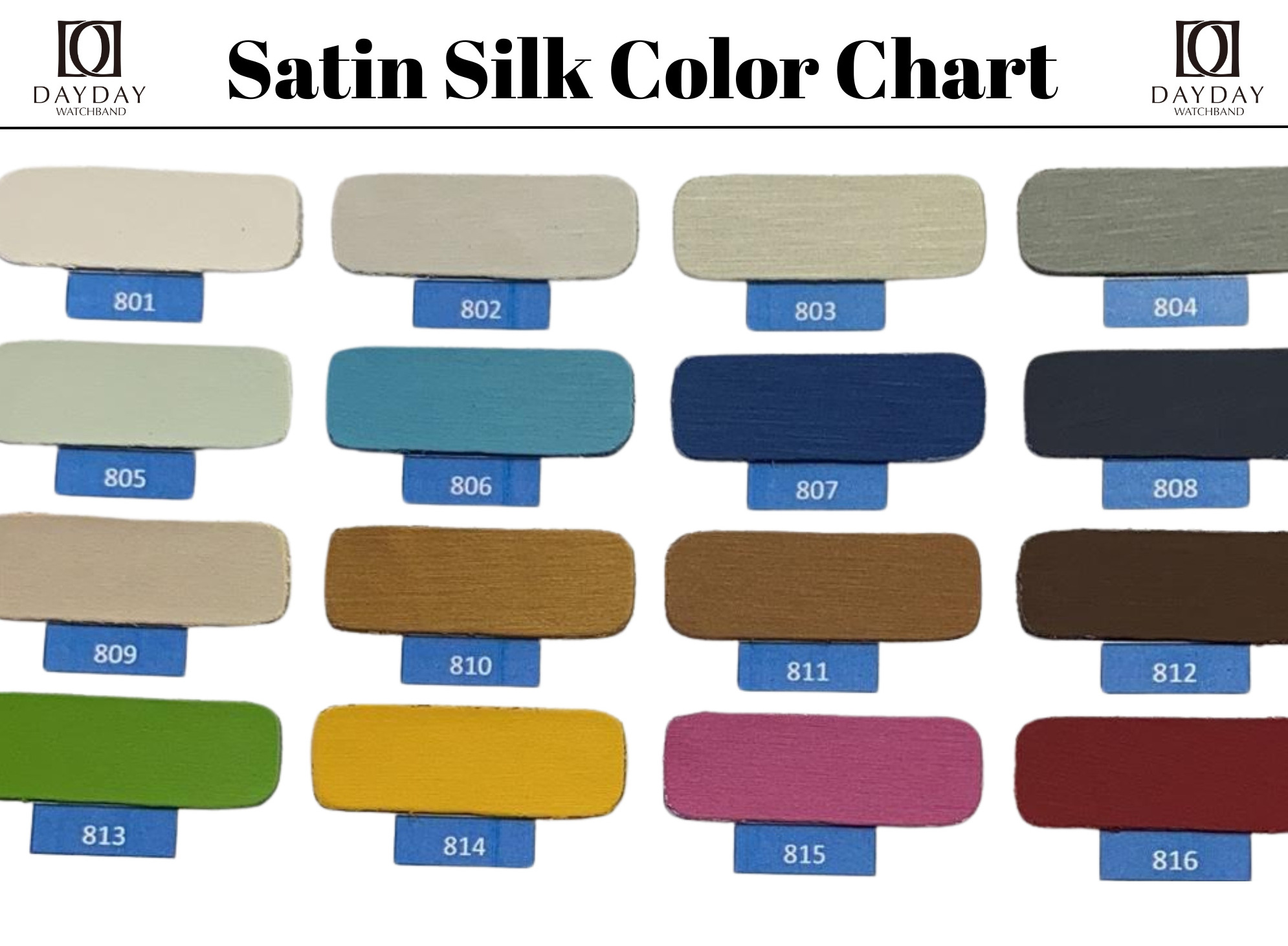 Satin Strap Color Chart